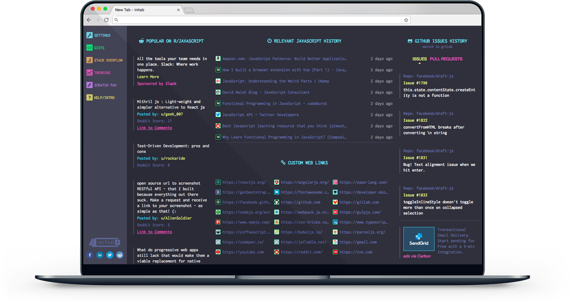 Initab The New Tab Extension For Developers